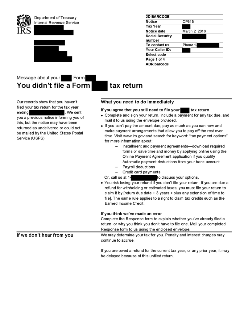 IRS Notice CP515 - Tax Return Not Filed | H&R Block