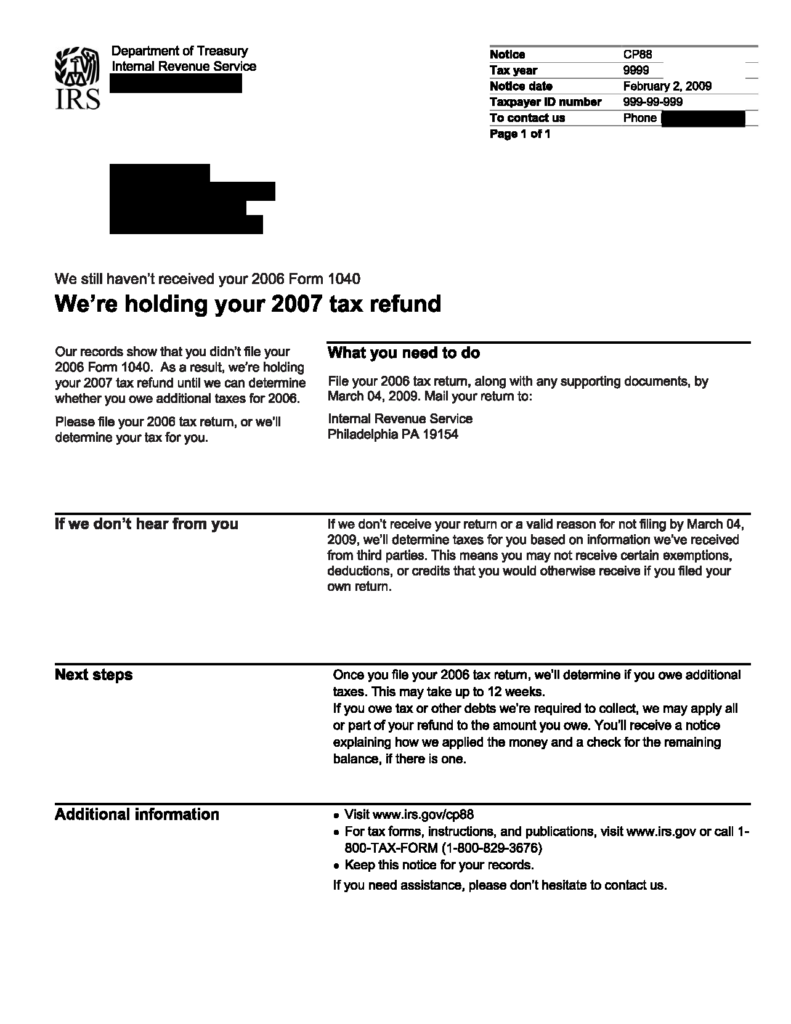 IRS Notice CP88 - The IRS Still Hasn't Received Your Form 1040 | H&R Block