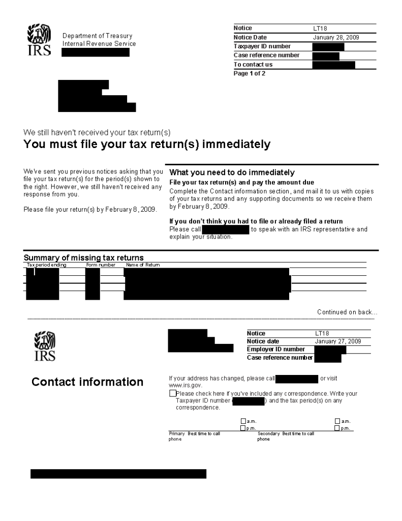 IRS Notice LT18 - The IRS Still Hasn’t Received Your Tax Return | H&R Block
