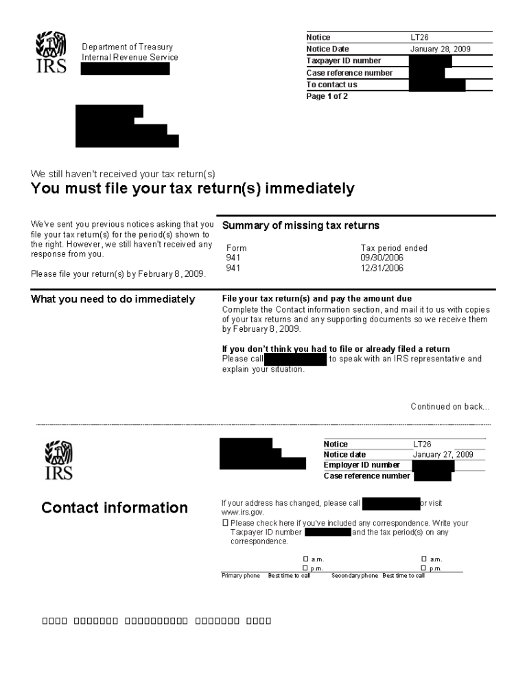 IRS Notice LT26 - The IRS Still Hasn’t Received Your Tax Return | H&R Block