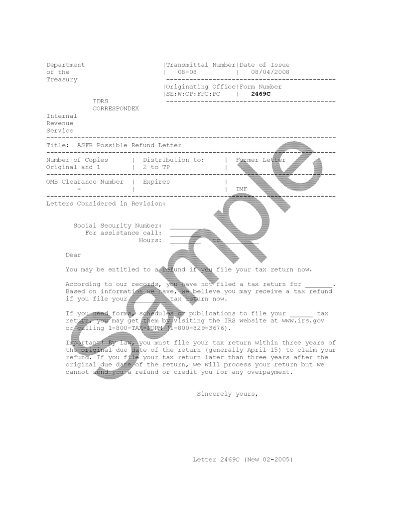 IRS Letter 2469C - Possible Refund Letter | H&R Block