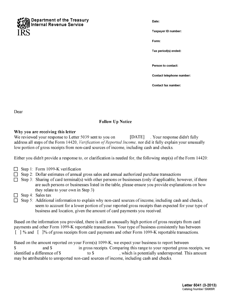 IRS Letter 5041 - Follow Up Notice | H&R Block