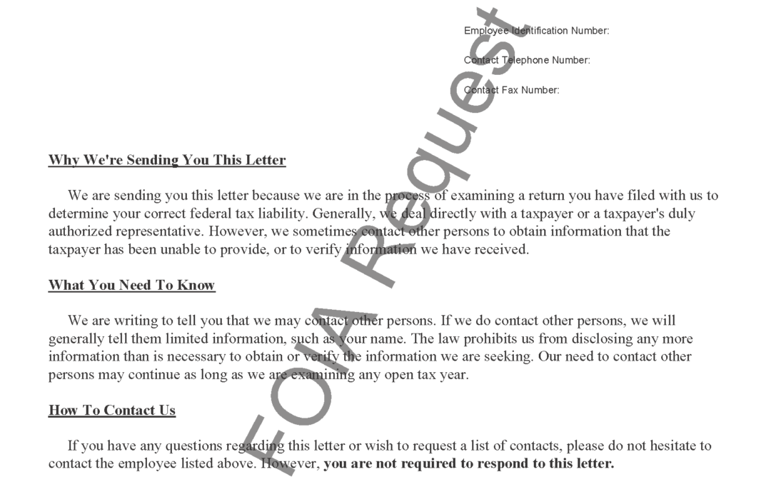 IRS Letter 3164 - Notification of Third Party Contact | H&R Block