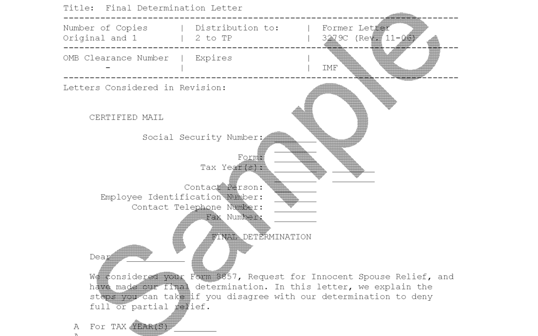 IRS Letter 3279C - Final Determination Letter | H&R Block