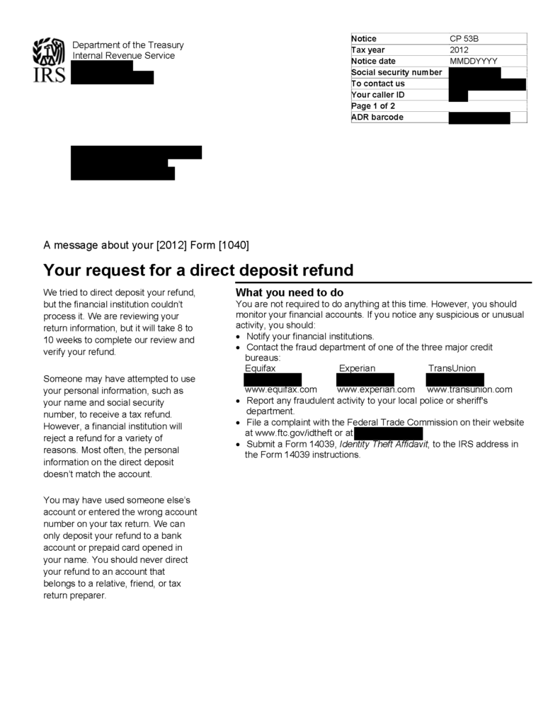 IRS Notice CP53B - Electronic Deposit Not Honored | H&R Block
