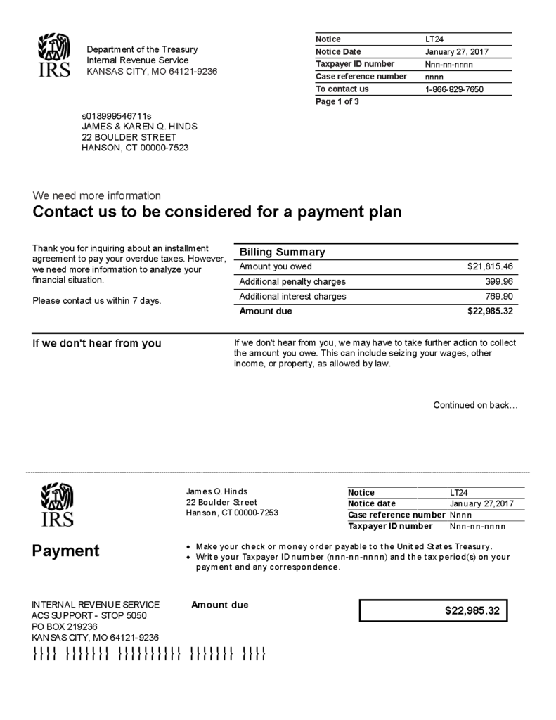IRS Notice LT24 - We Need More Information | H&R Block